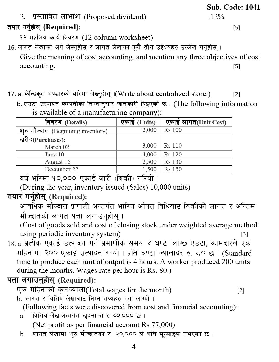 Class 12 Account Model Question 2081/2082 (With Solution)
